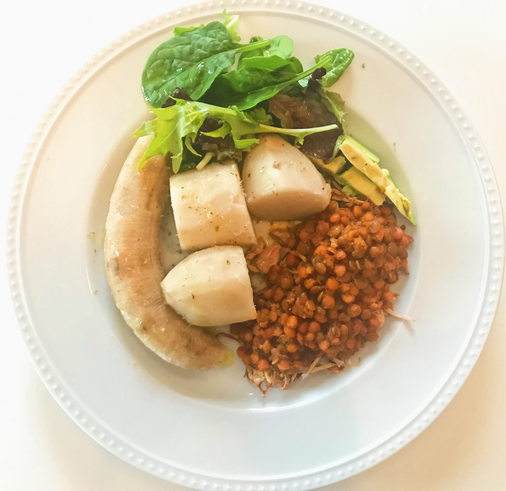 Vianda con "Bacalao" Guisado/Root Vegetables and Stewed "Cod"